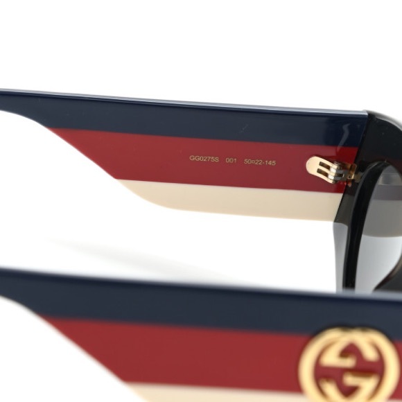 Gucci | Accessories | Gucci Acetate Oversized Rectangle Frame Web Sunglasses Gg 275s Black ...